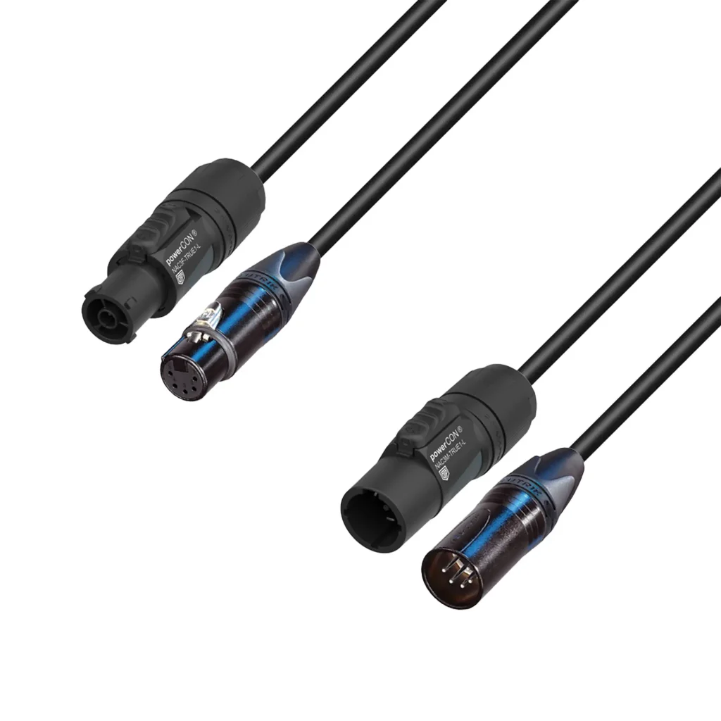 Adam Hall 5 Star DMX og PowerCon TRUE1 hybridkabel